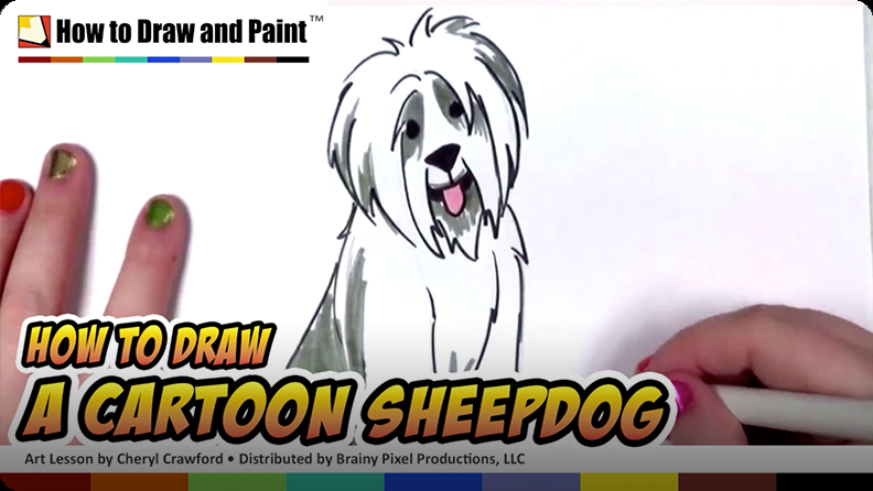 How to Draw a Cartoon Sheepdog Video | Discover Fun and Educational ...
